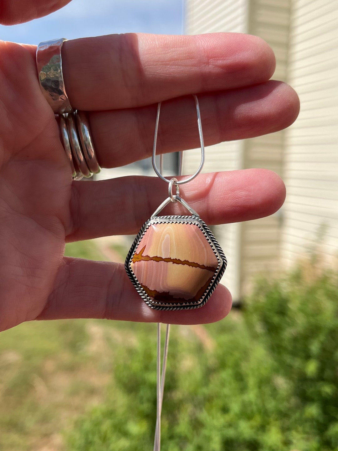 Sterling Silver Red Falcon Jasper Pendant With Chain - Etsy