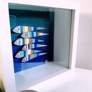 Little Abstract Original 3D Fish Shoal Coastal Seaside Art Framed ...