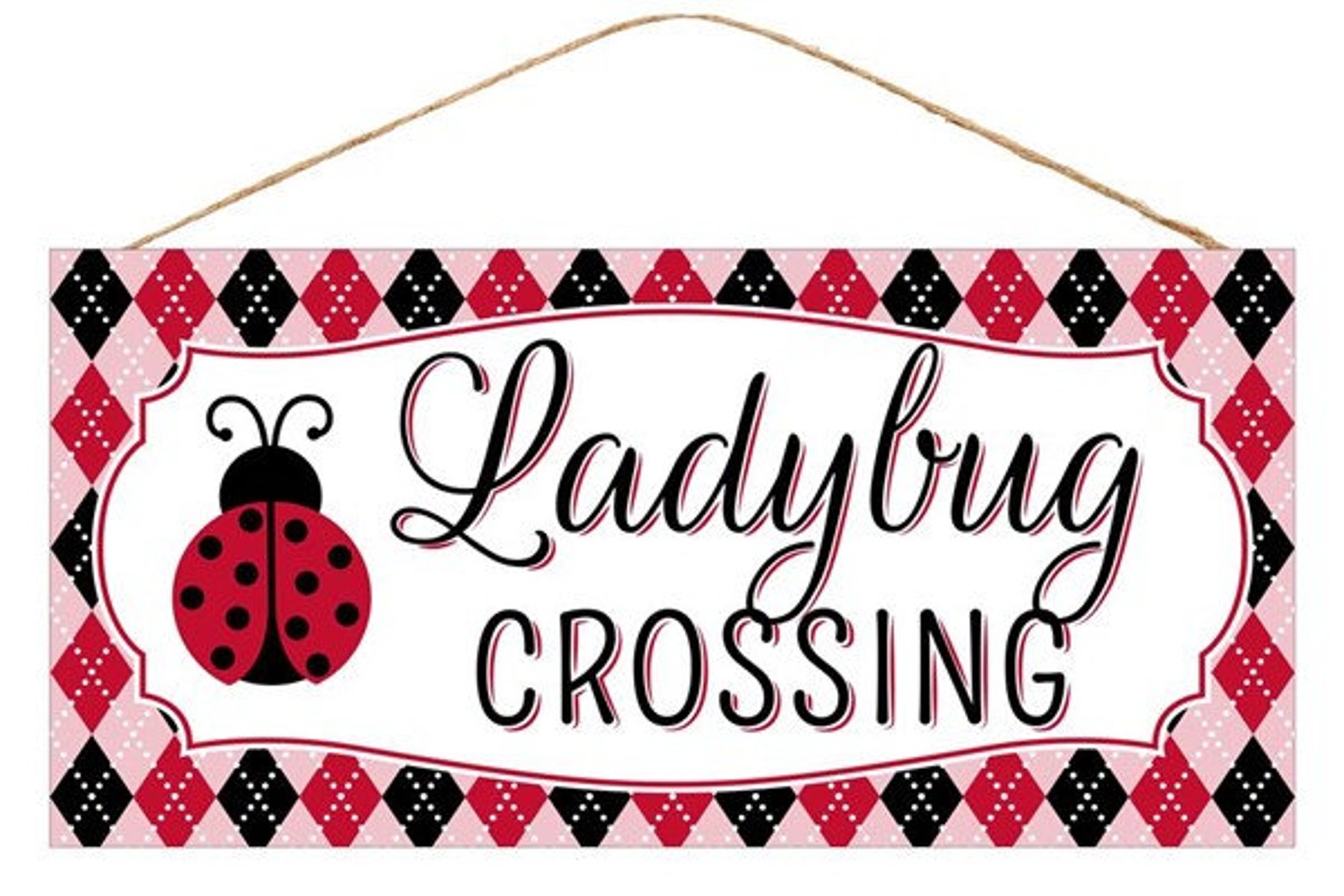 Ladybug Sign Sign For Wreath LADYBUG CROSSING Signs With | Etsy