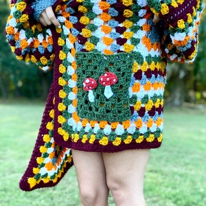 Woodland Fairy Hexi Cardigan, Granny Square Oversized Hexagon Cardi ...