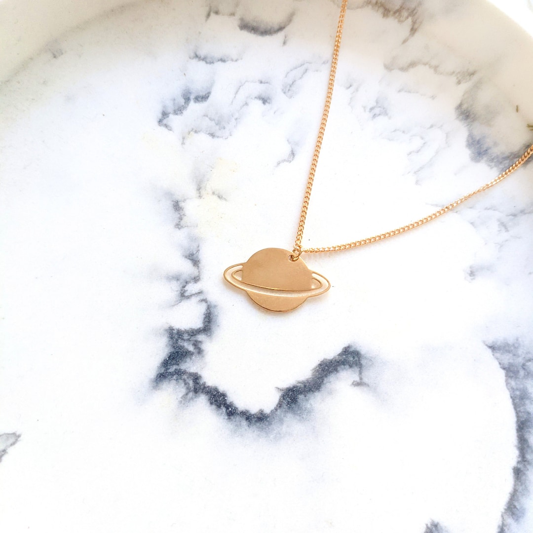 Planet Necklace, Saturn Necklace, Gold Planet Pendant, Space Jewelry ...