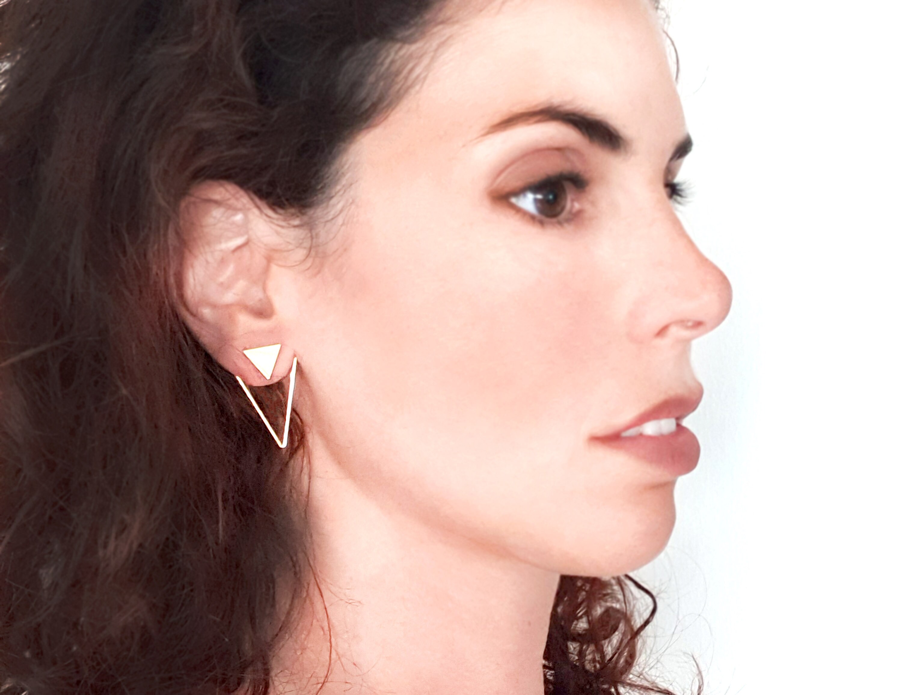 Triangle Ear Jackets Geometric Earrings Gold Ear Jackets - Etsy UK