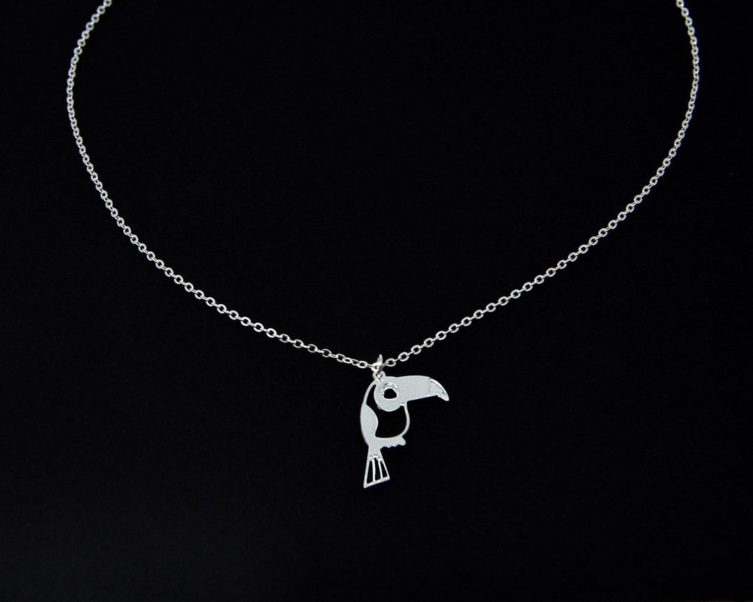Toucan Necklace Silver, Parrot Necklace, Toucan Charm, Bird Necklace ...