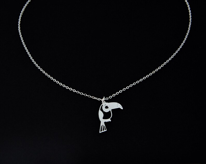 Toucan Necklace Silver, Parrot Necklace, Toucan Charm, Bird Necklace ...