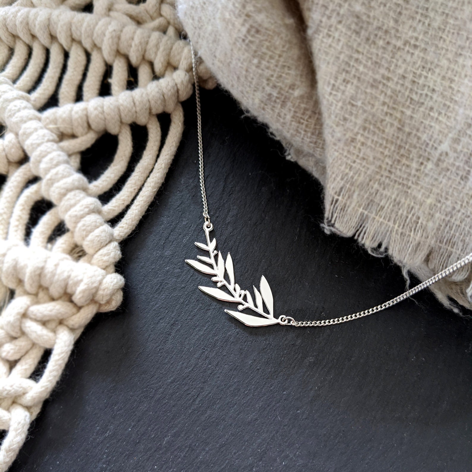 Olive Leaves Necklace, Greek Olive Leaf Charm Necklace, Silver Olive ...