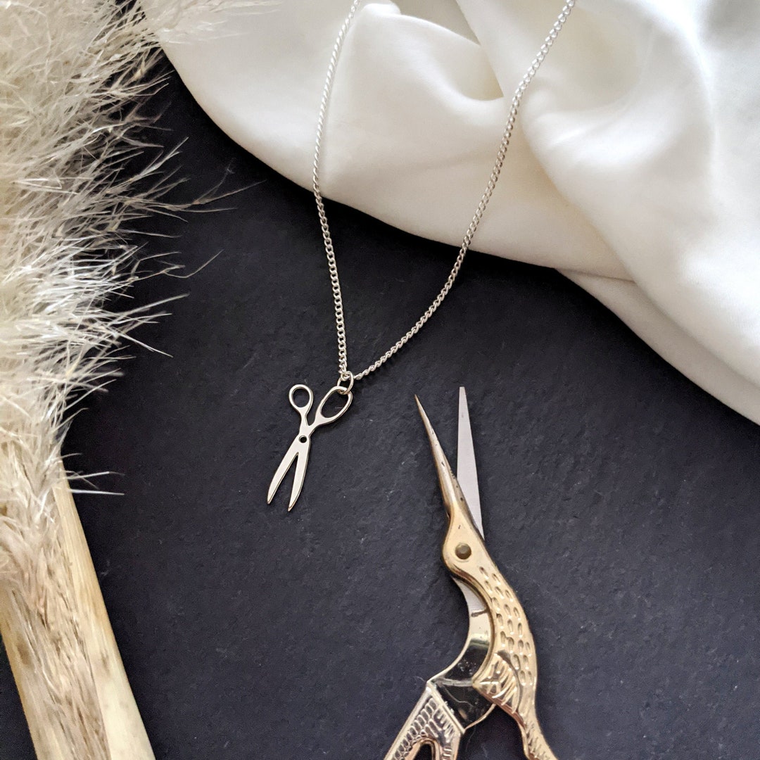Small Scissors Necklace, Tiny Scissors Pendant, Sewing Necklace ...