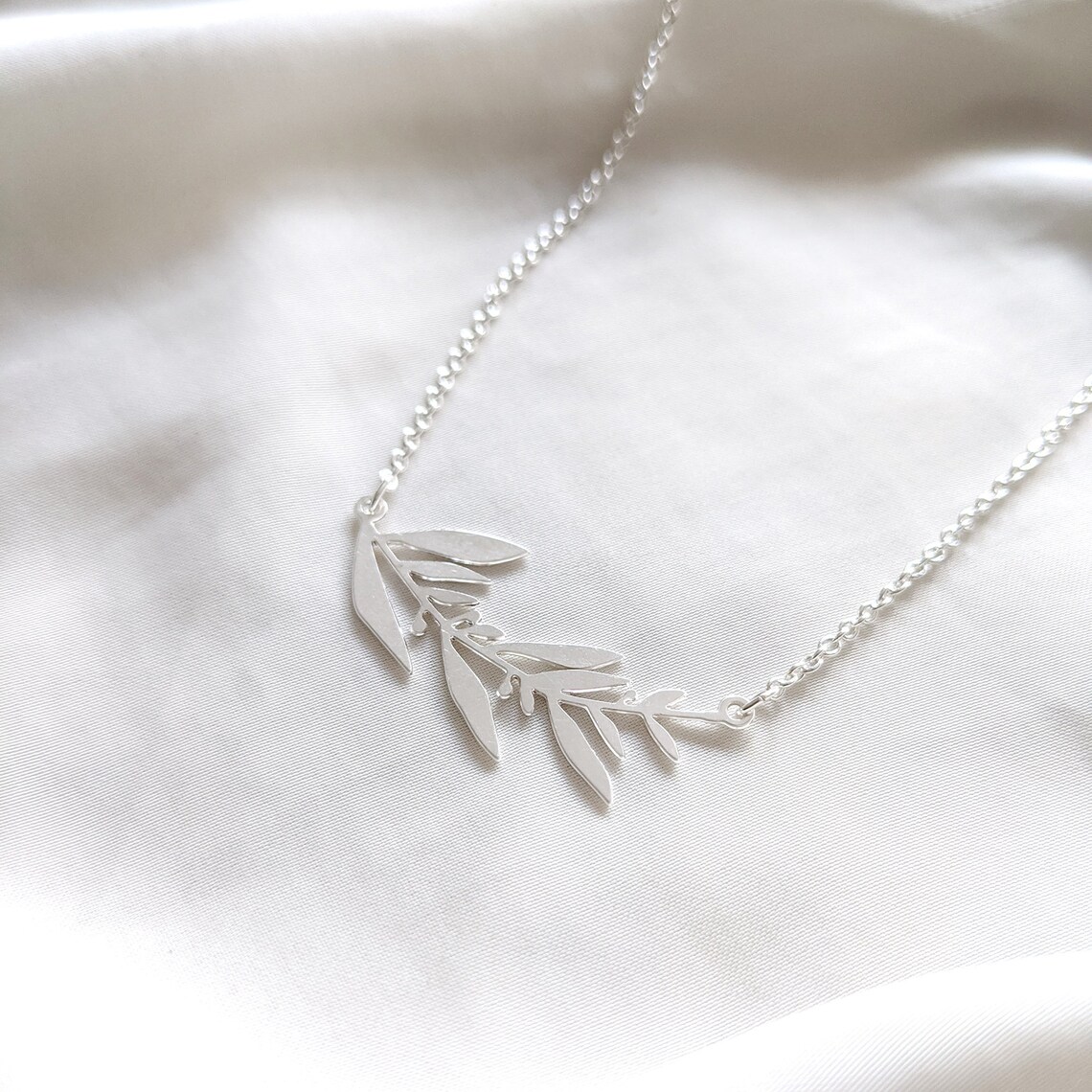 Olive Leaves Necklace, Greek Olive Leaf Charm Necklace, Silver Olive ...