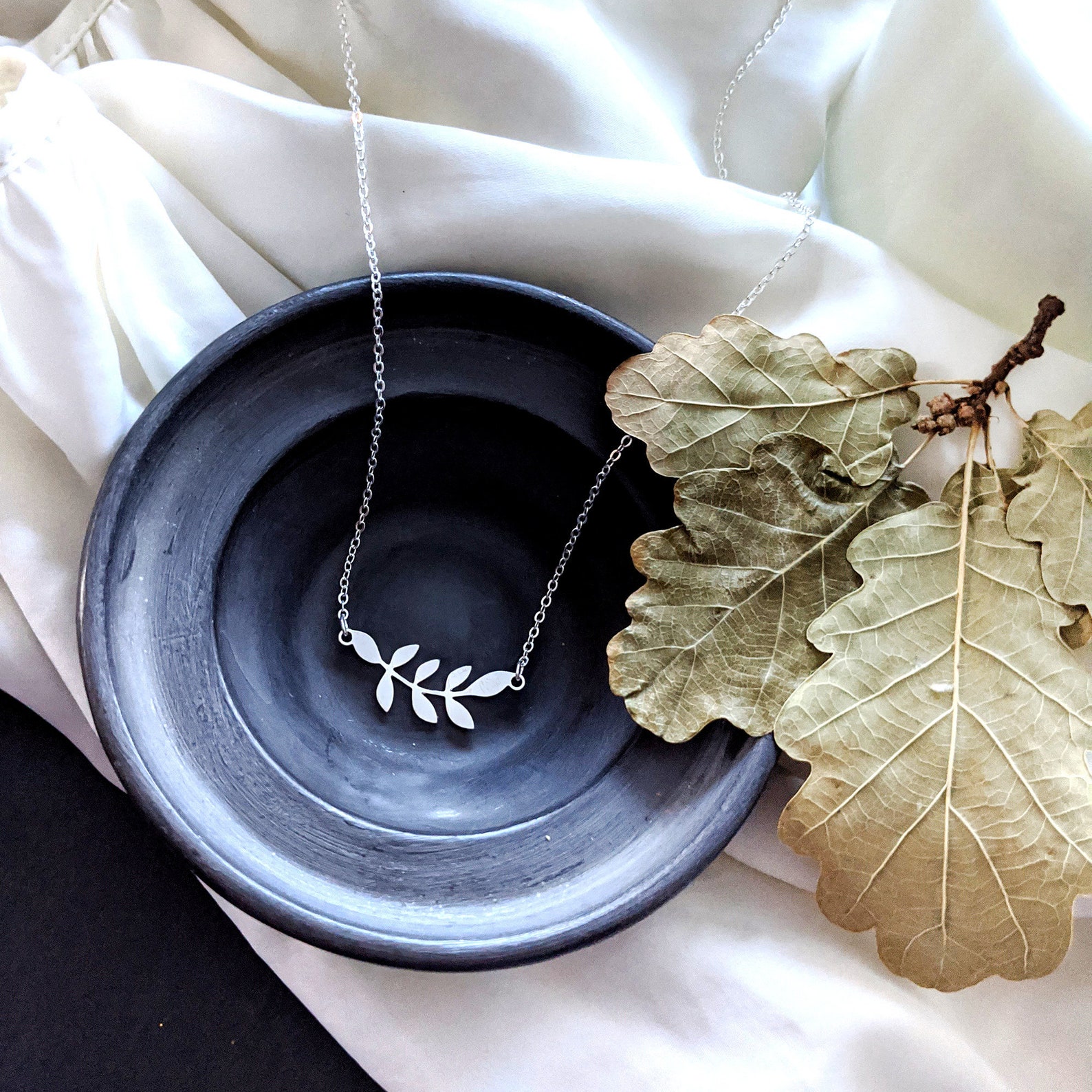 Small Leafs Necklace, Branch Necklace, Bridesmaid Personalised Gift ...