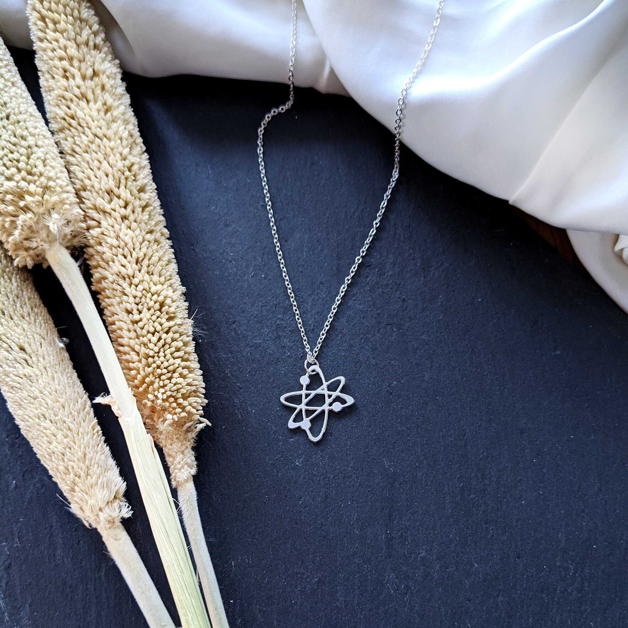 Atom Symbol Necklace Scientific Jewelry Science Necklace - Etsy UK