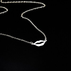 Tiny Lips Necklace, Kiss Necklace, Silver Lips Necklace, Smile Necklace ...