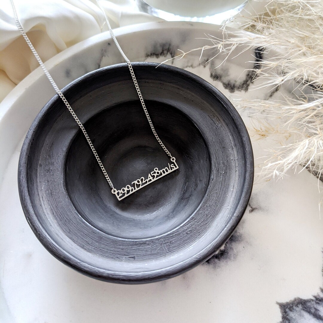 Speed of Light Necklace Silver, Science Jewelry, Physics Necklace, Geek ...