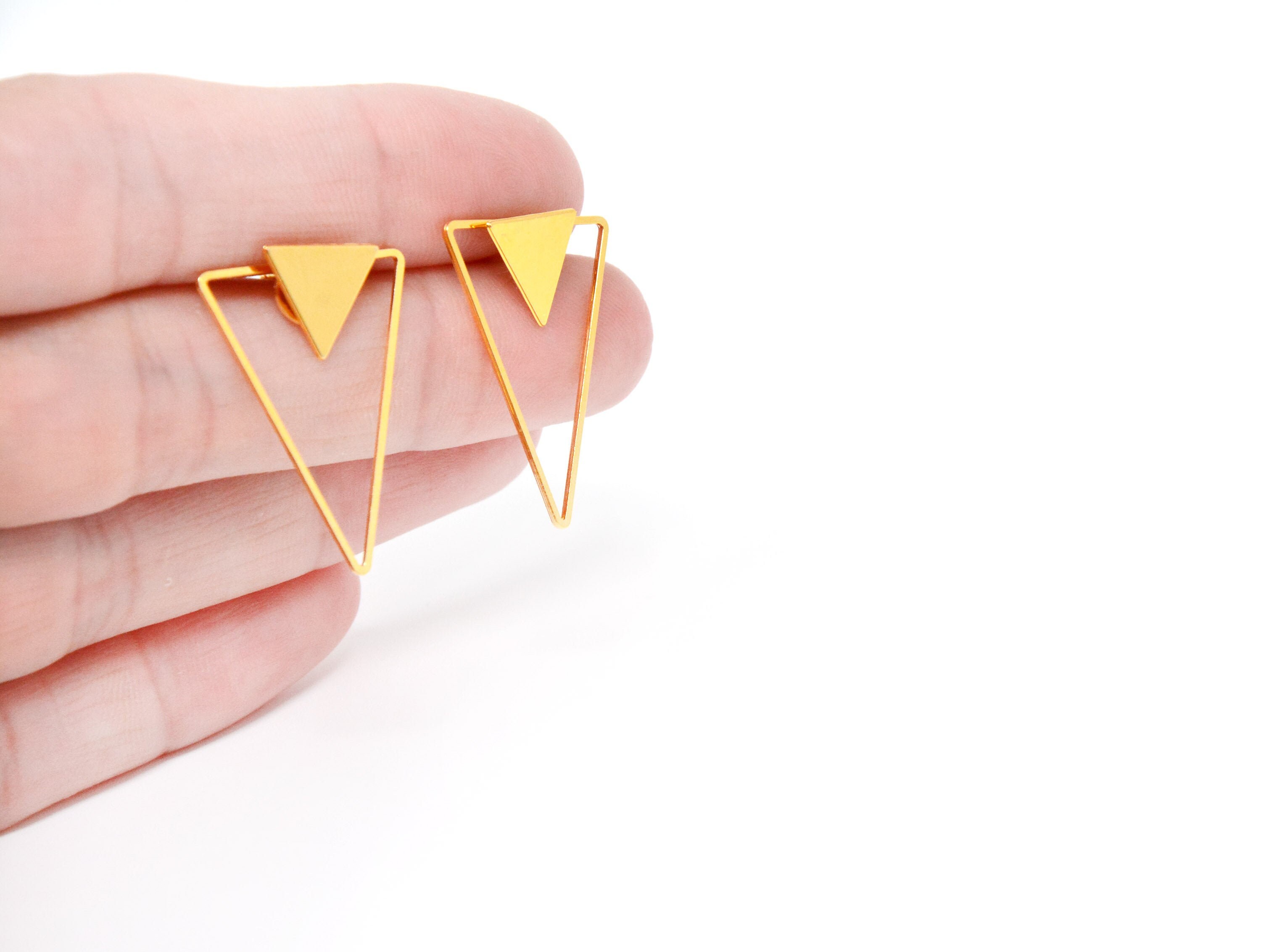 Triangle Ear Jackets Geometric Earrings Gold Ear Jackets - Etsy UK