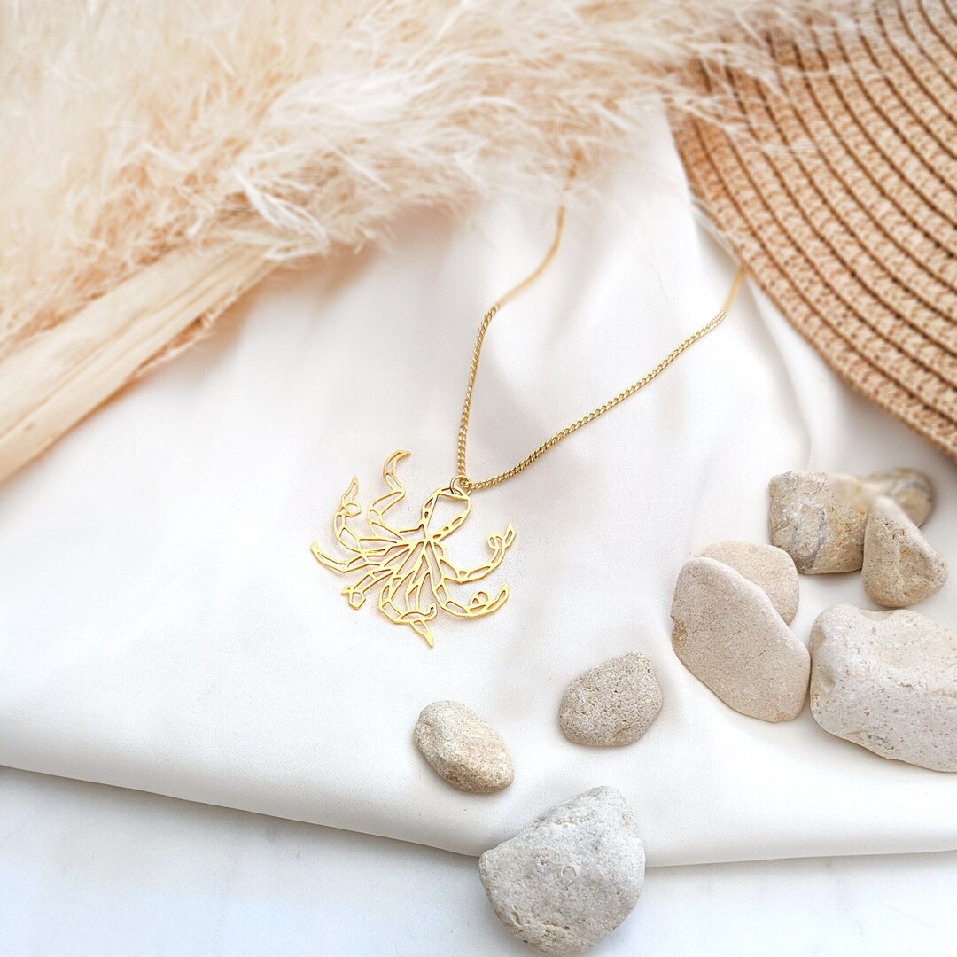 Octopus Necklace, Gold Octopus Charm, Octopus Gift, Octopus Jewelry ...