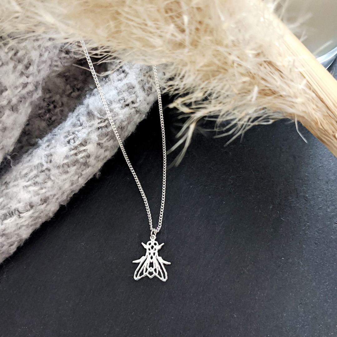 Fly Necklace Origami, Geometric Necklace, Insect Jewelry, Fly Charm ...