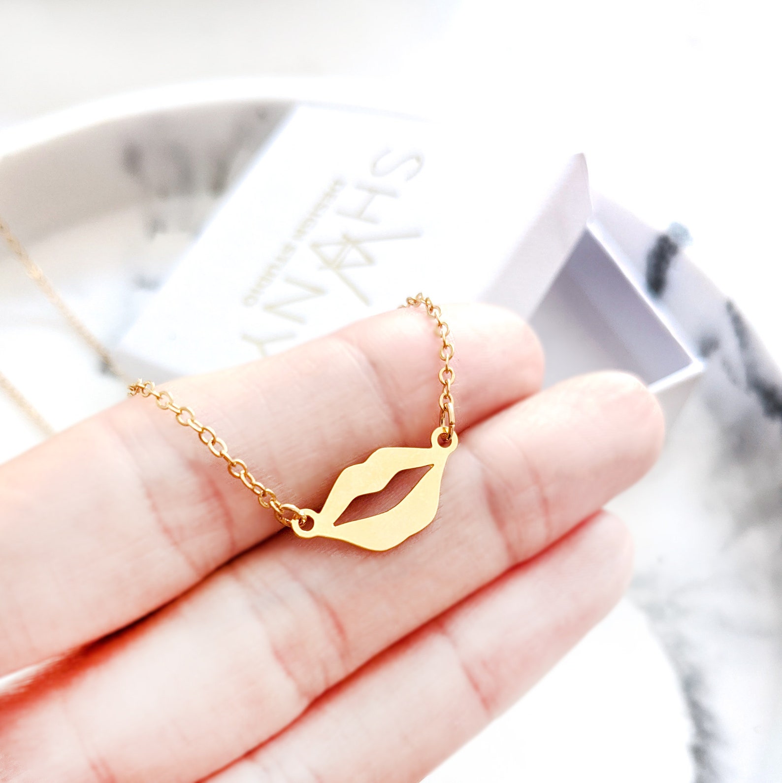 Tiny Lips Necklace Kiss Necklace Gold Lips Charm Sexy Lips - Etsy