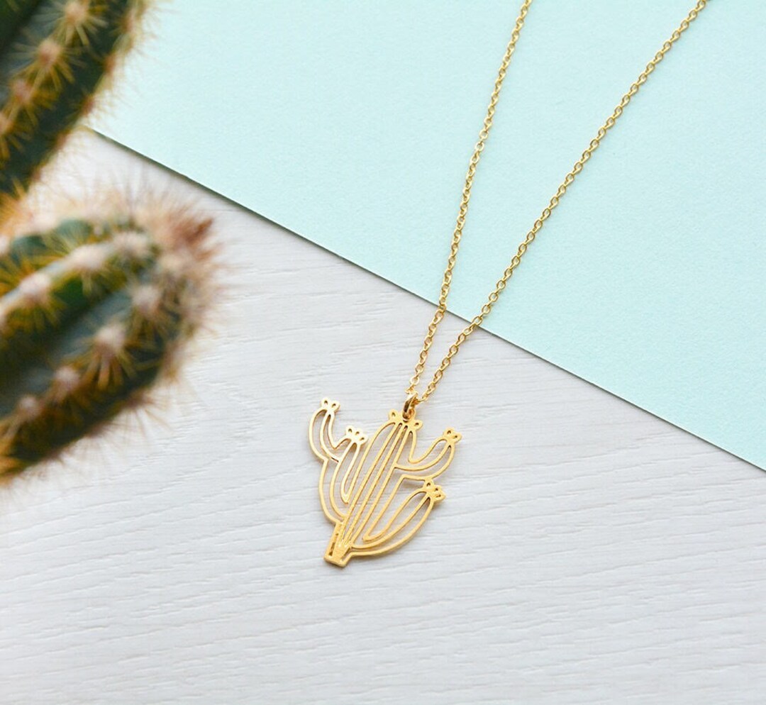 Cactus Necklace, Cactus Pendant, Trendy Jewelry, Gold Cactus, Boho ...