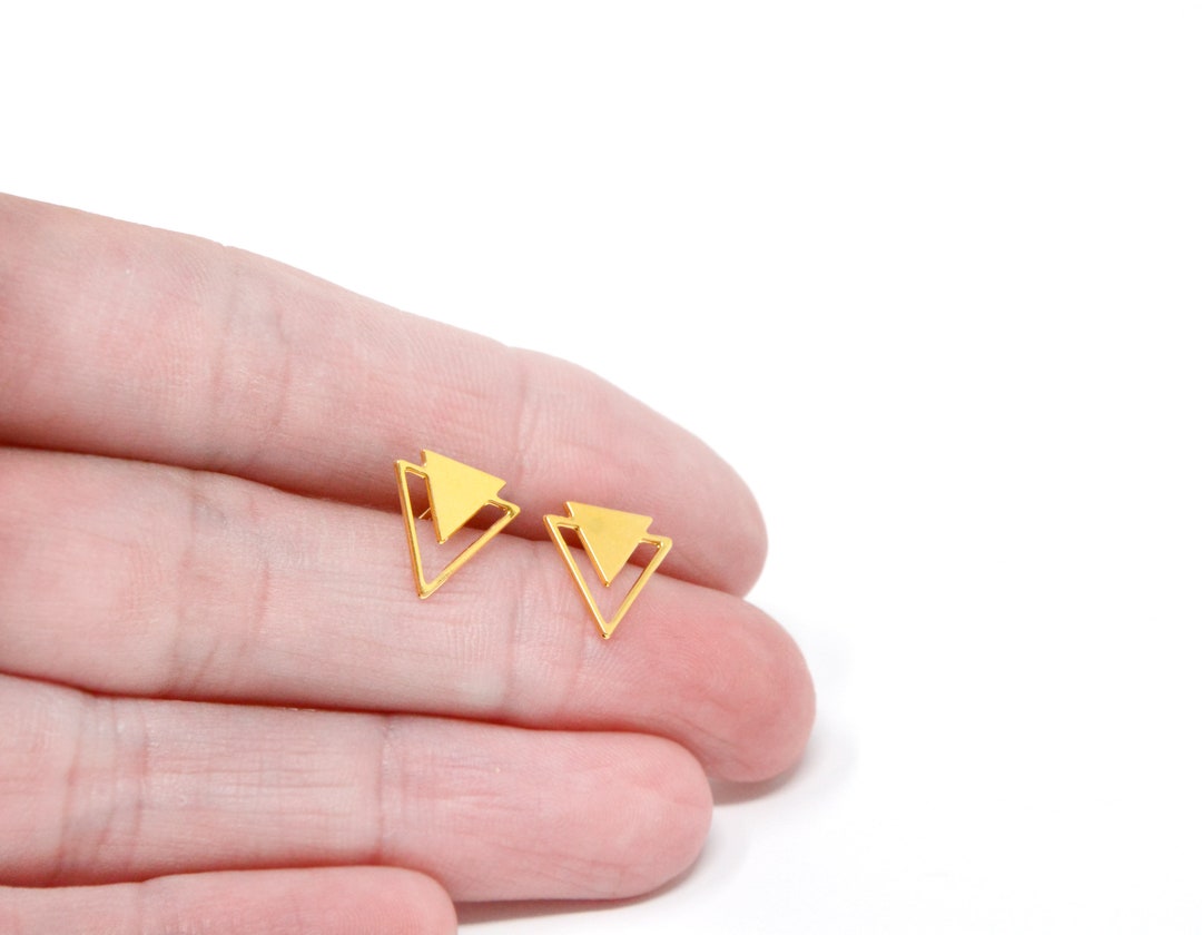 Triangle Twain Earrings, Triangle Stud Earrings, Geometric Earrings ...