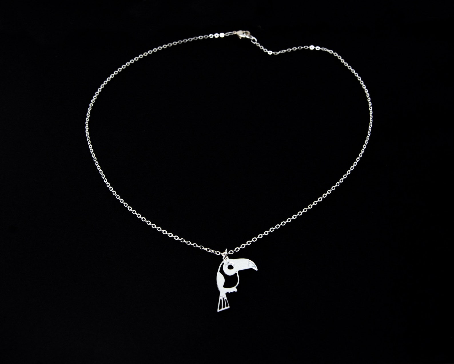 Toucan Necklace Silver, Parrot Necklace, Toucan Charm, Bird Necklace ...