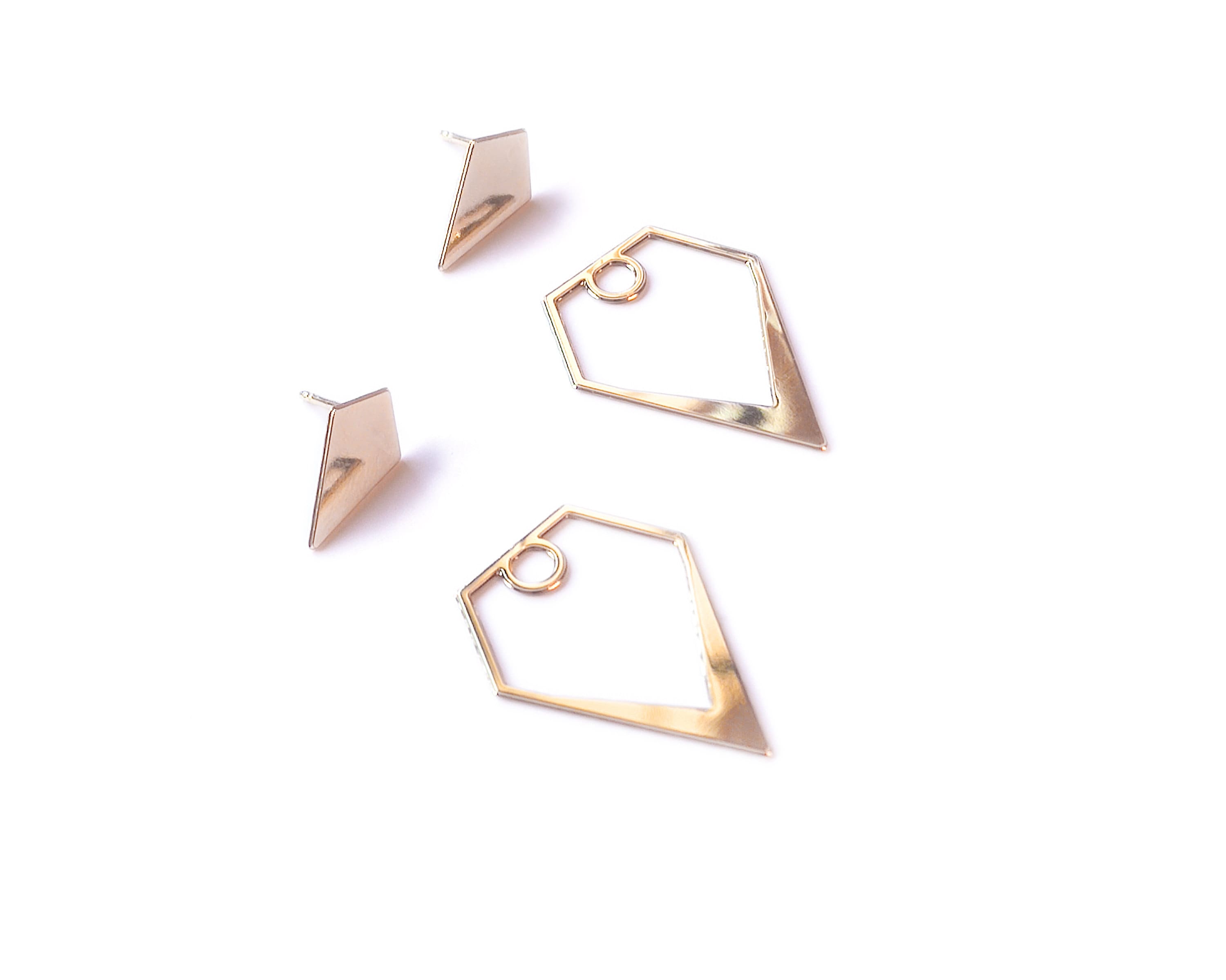 Rhombus Ear Jacket Gold Geometric Ear Jacket Earrings - Etsy UK