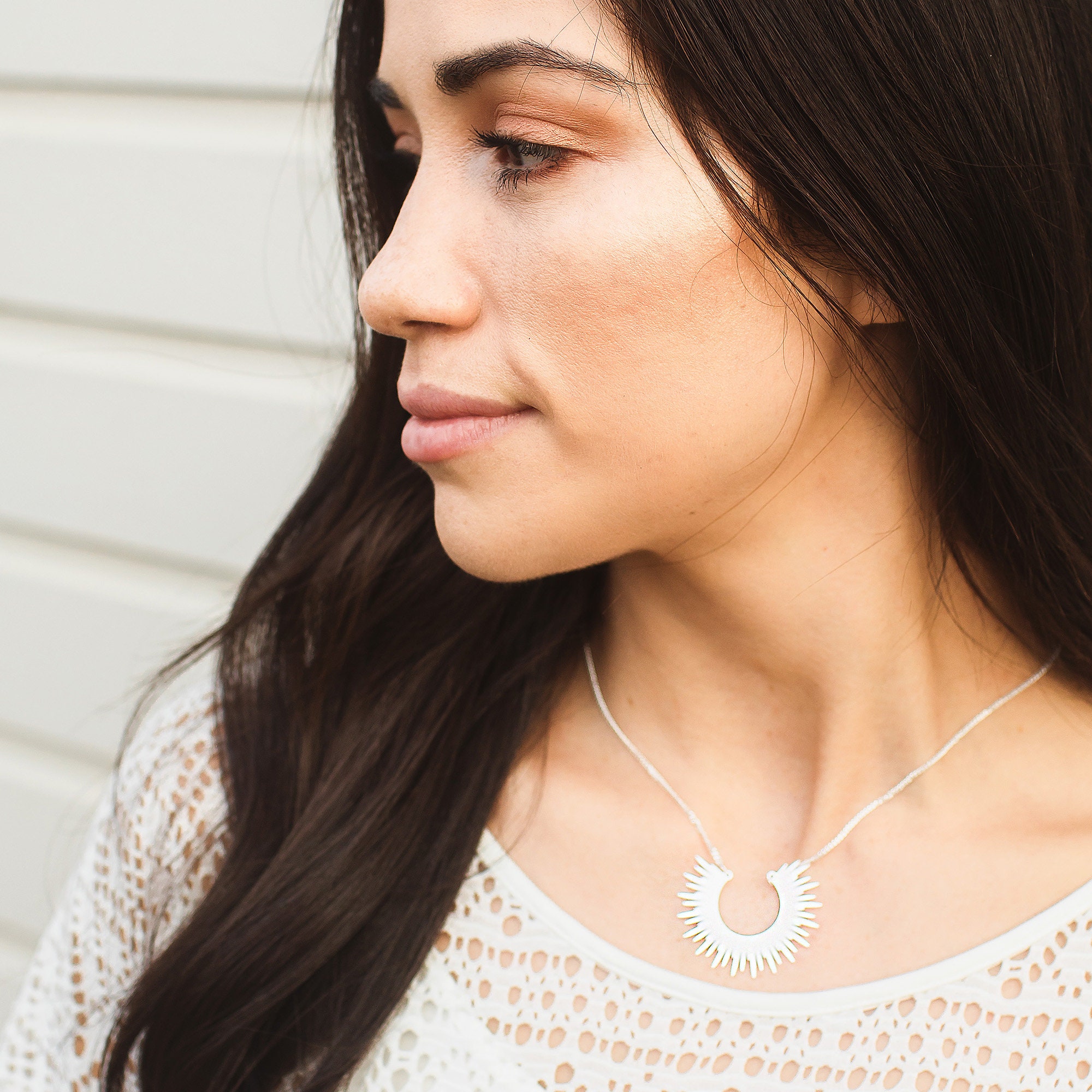 Sun spikes necklace silver sunburst charm Layering necklace | Etsy
