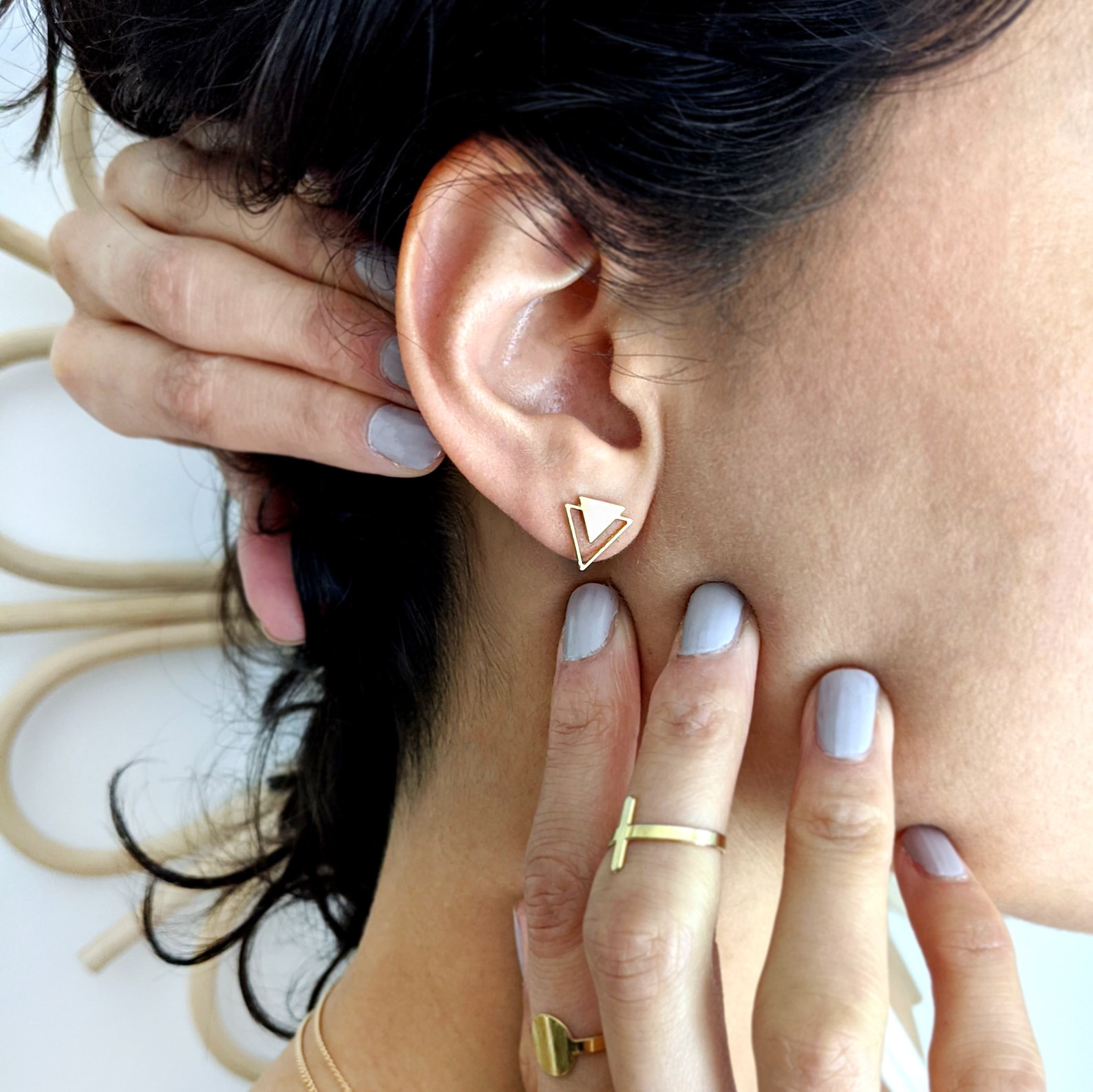 Triangle Twain Earrings Triangle Stud Earrings Geometric - Etsy UK