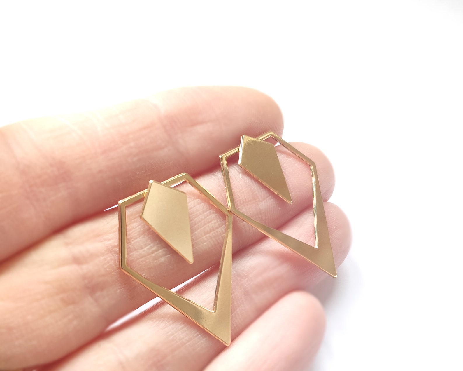 Rhombus Ear Jacket Gold Geometric Ear Jacket Earrings - Etsy