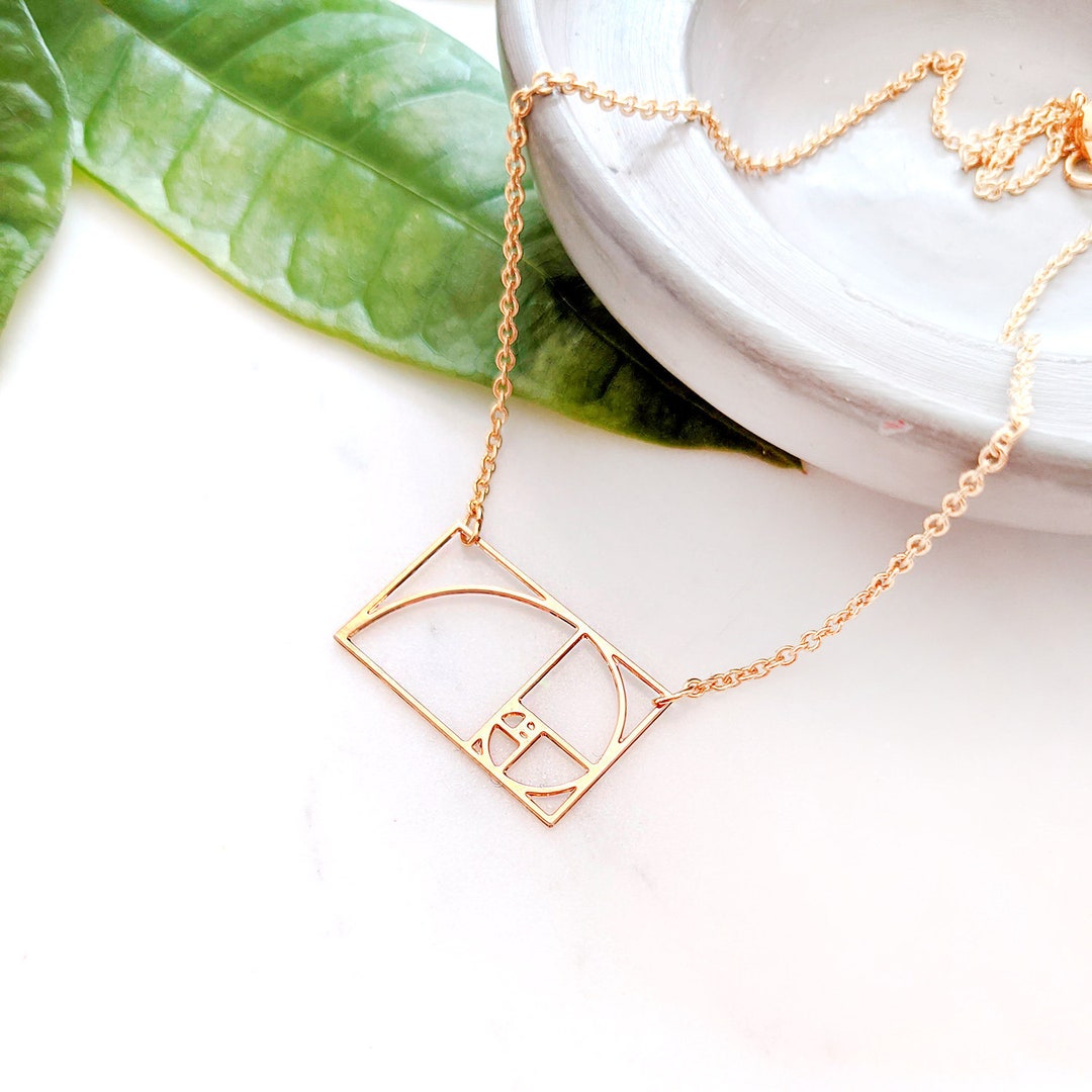 Gold Number Necklace, Fibonacci Spiral Necklace, Math Jewellery ...