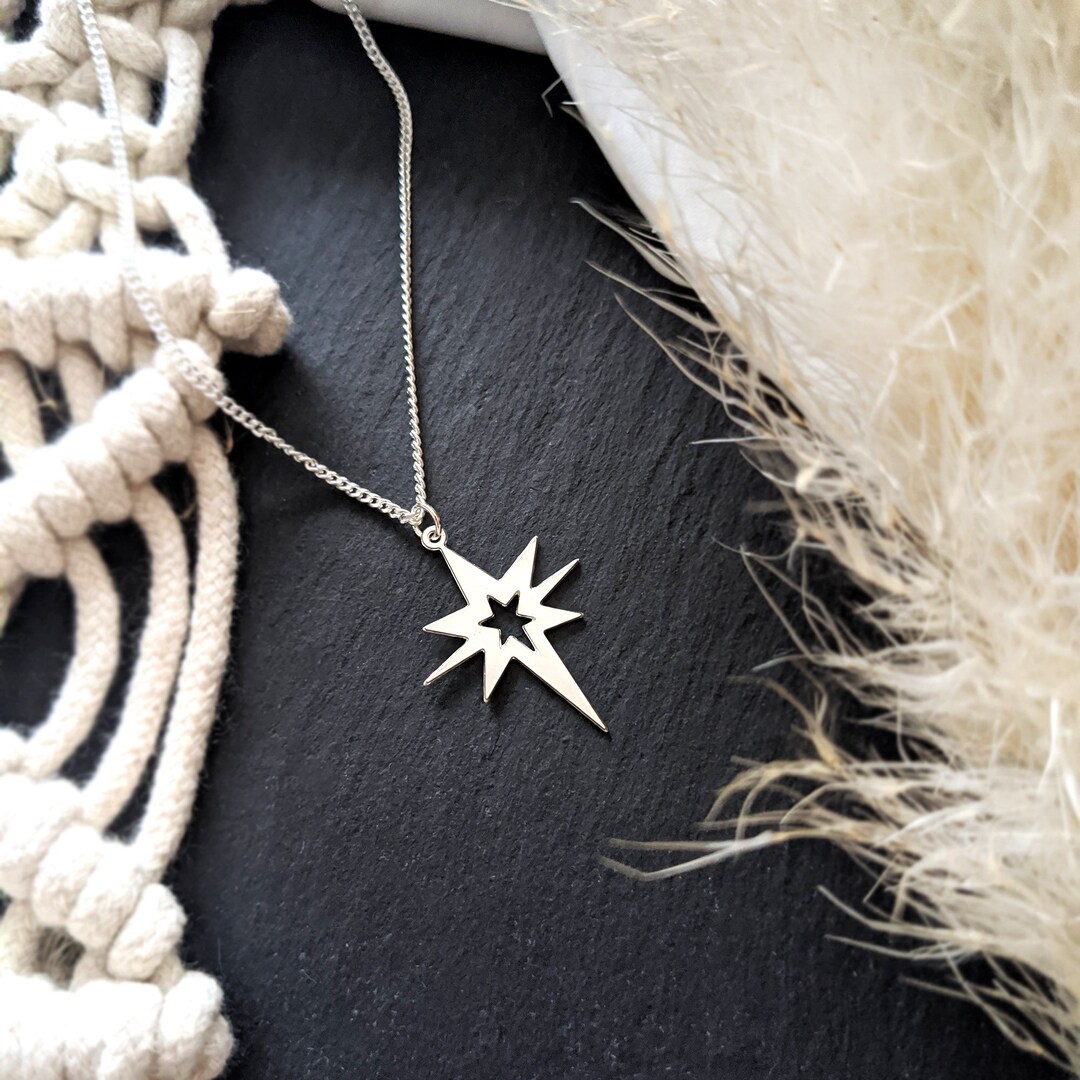 Star Necklace, Geometric Necklace, Cutout Star, Sparkle Star Necklace ...