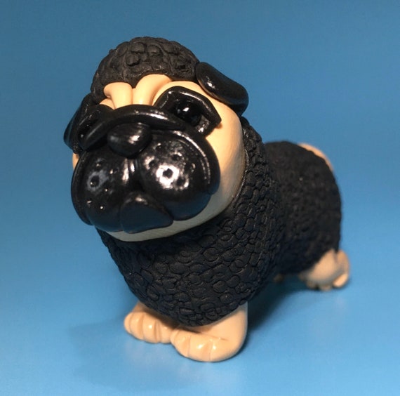 Sculpture Pug Nativity Sheep Handmade by Peculiar Pals Art ...