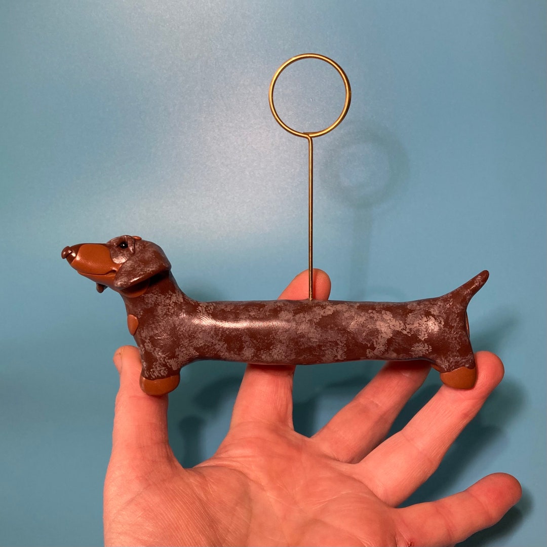 Dapple Dachshund Place or Photo Holder Peculiar Pals Handmade Miniature ...