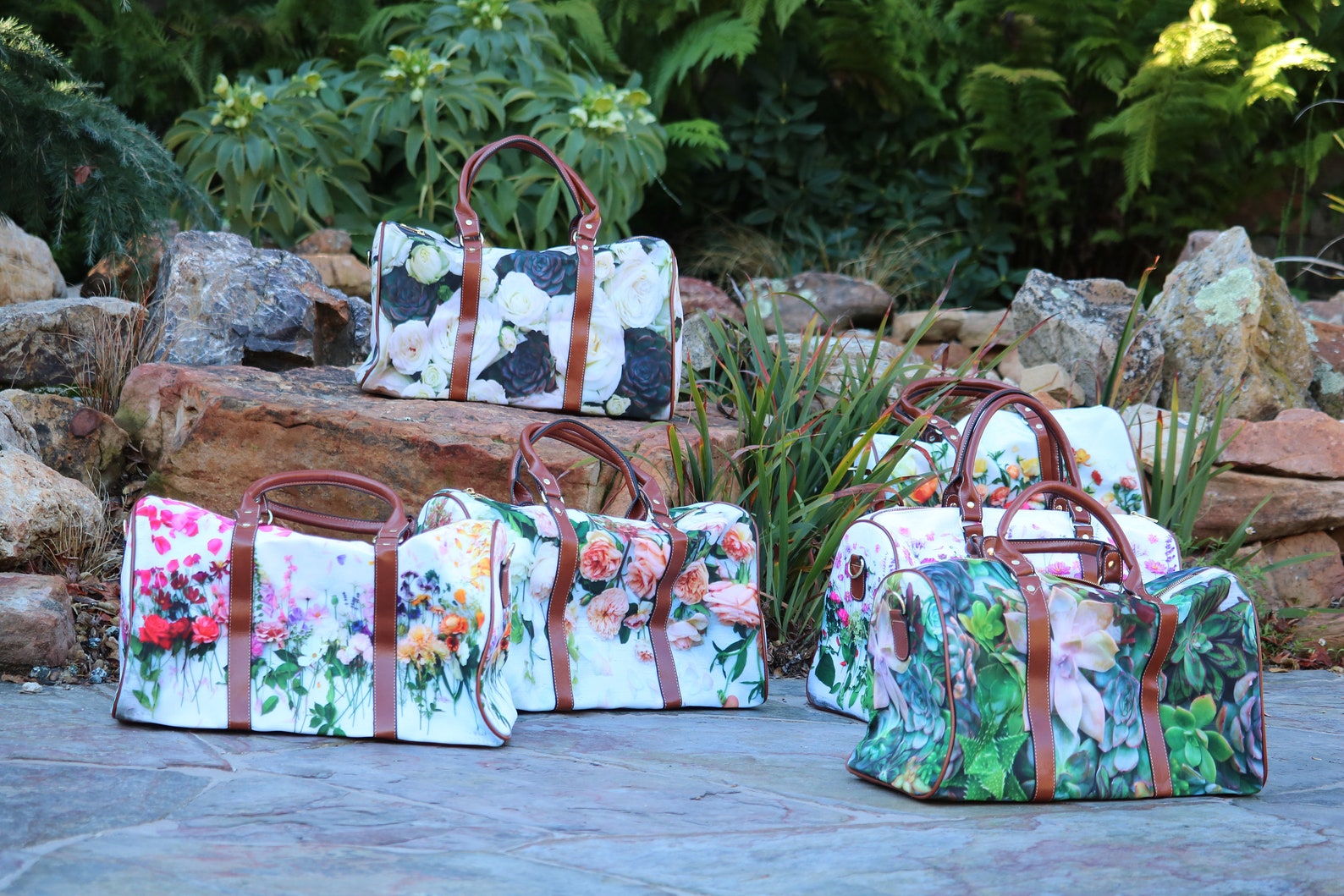 Wildflowers Weekender Bag With Leather Handles. Wildflower | Etsy
