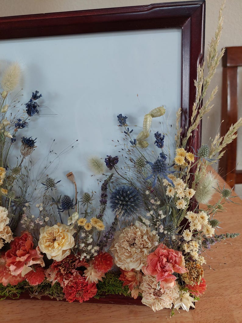 Real Naturally Dried Flower Photo Frame, Dried Flower Bouquet, Floral ...