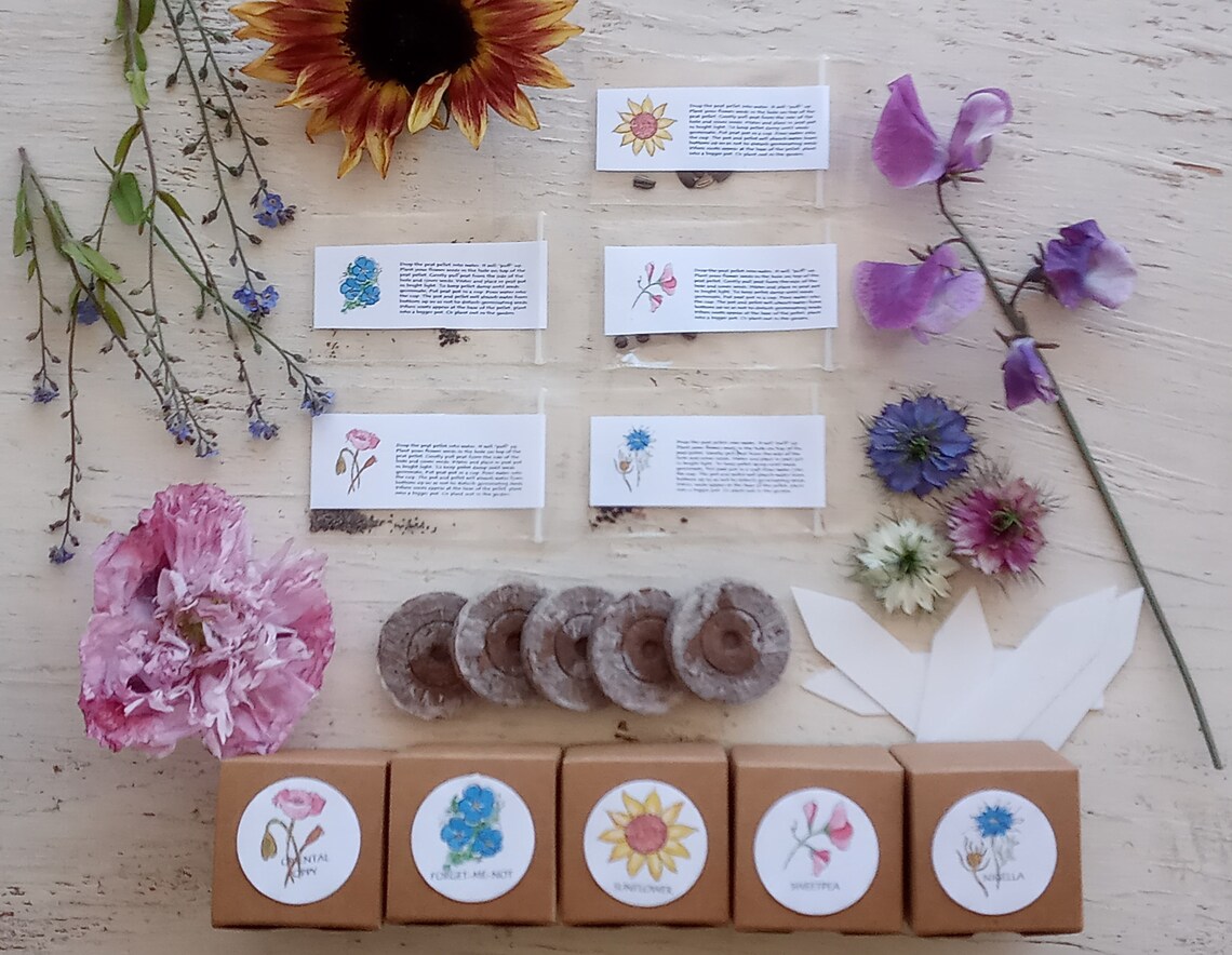 Flower Wedding Favors Set of 5 Mini Garden Kits With Flower - Etsy
