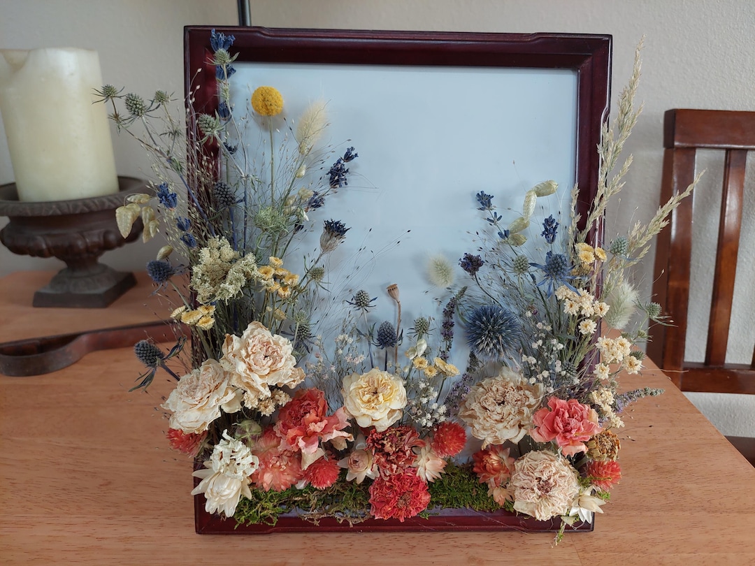 Real Naturally Dried Flower Photo Frame, Dried Flower Bouquet, Floral ...