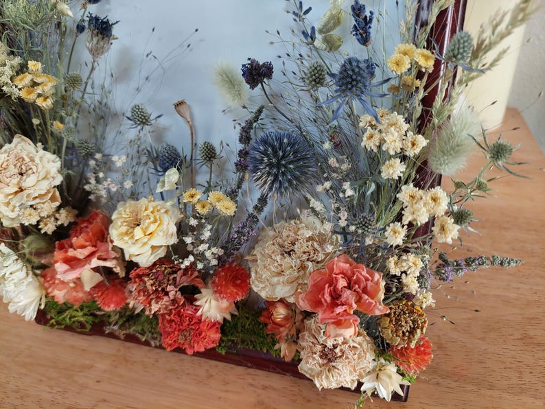 Real Naturally Dried Flower Photo Frame, Dried Flower Bouquet, Floral ...