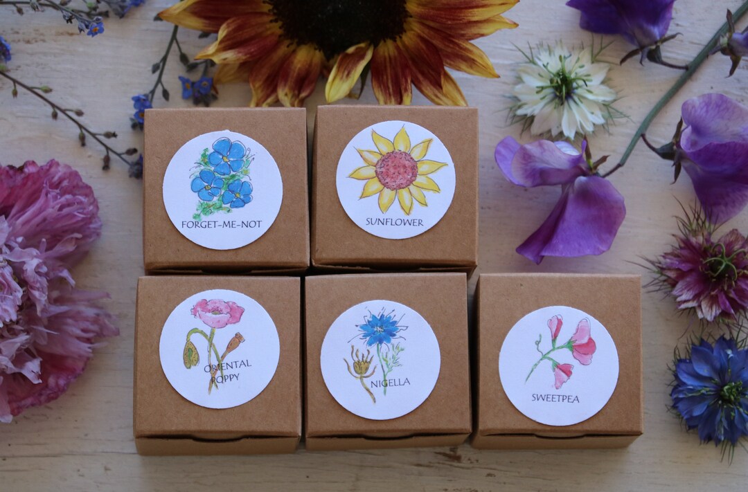 Flower Wedding Favors - Set of 5 Mini Garden Kits With Flower Seeds ...