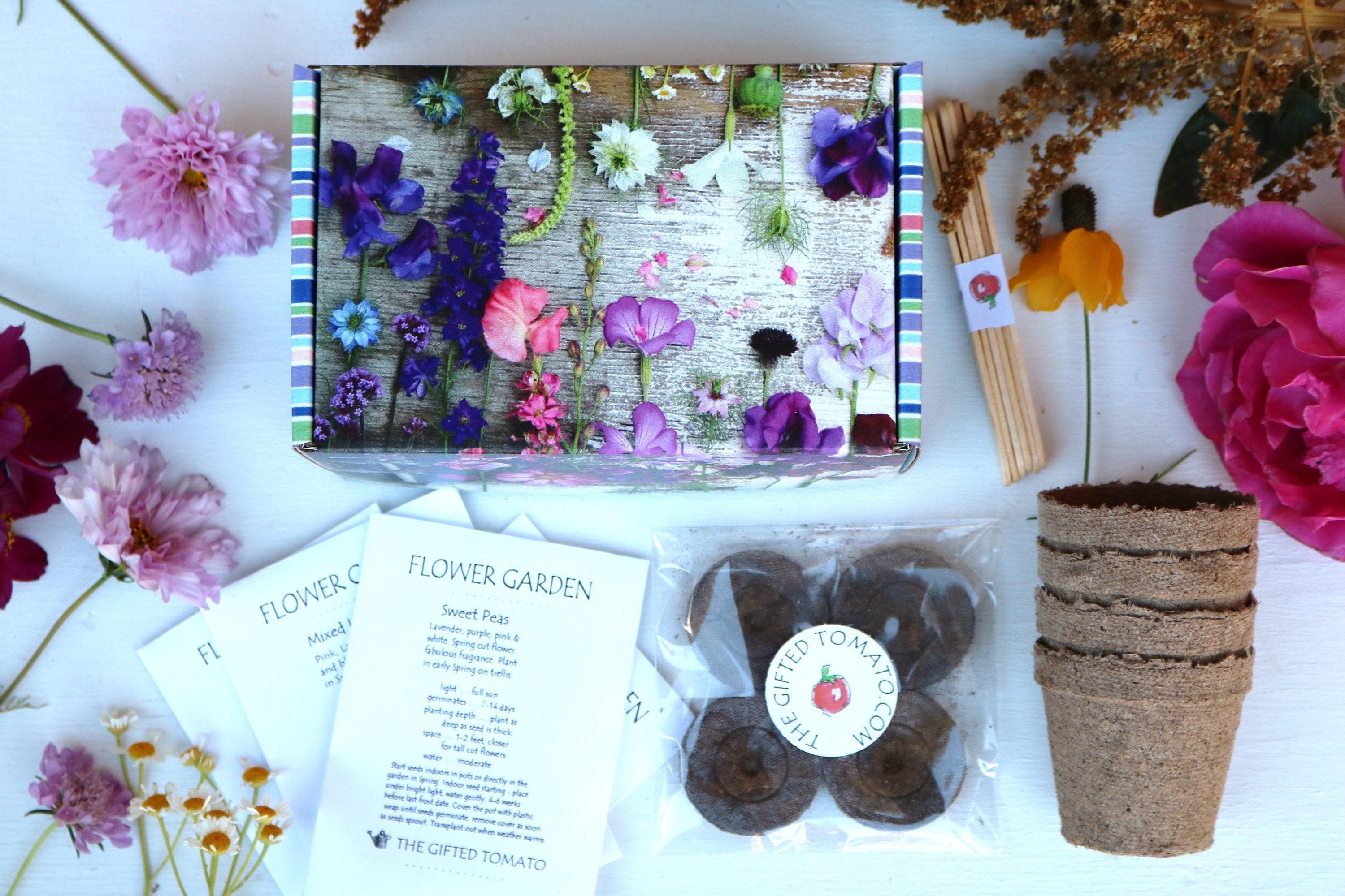 Flower Garden Gift Box, Spring Cut Flower Seeds, Gift for Gardener ...