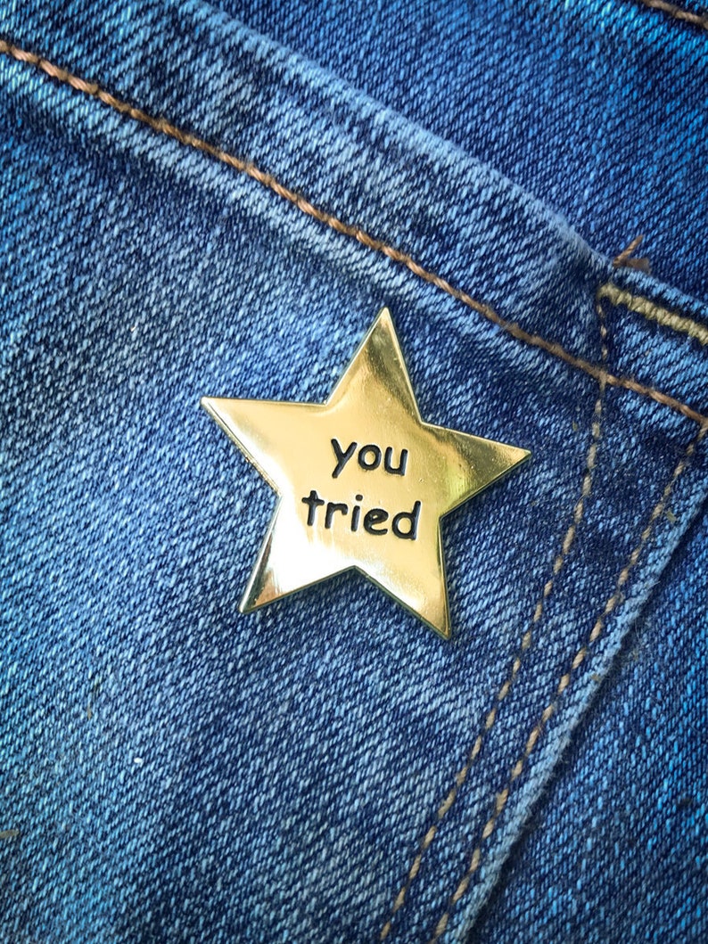 You Tried Star enamel lapel pin | Etsy