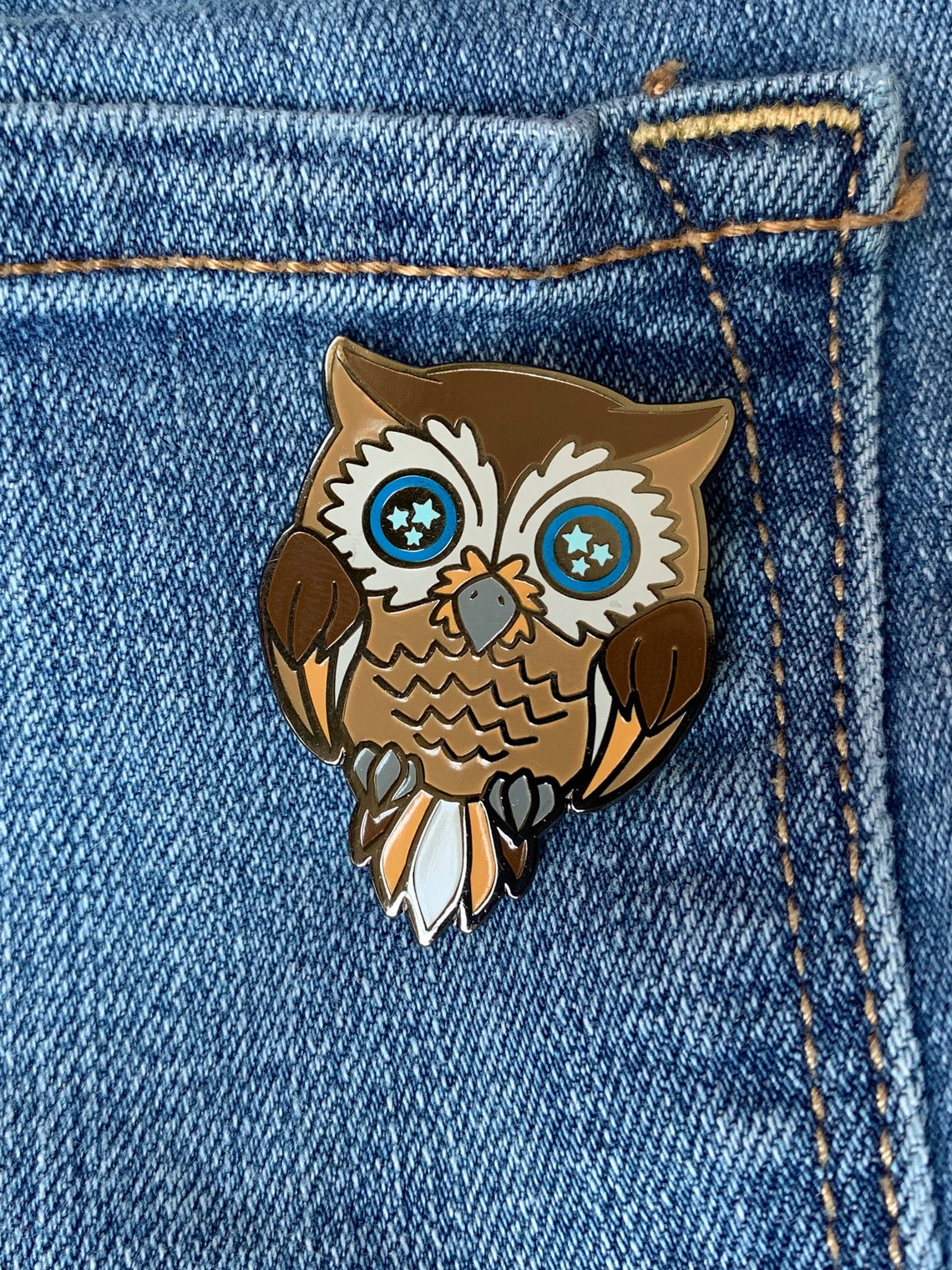 Star Eyed Owl Enamel Lapel Pin - Etsy
