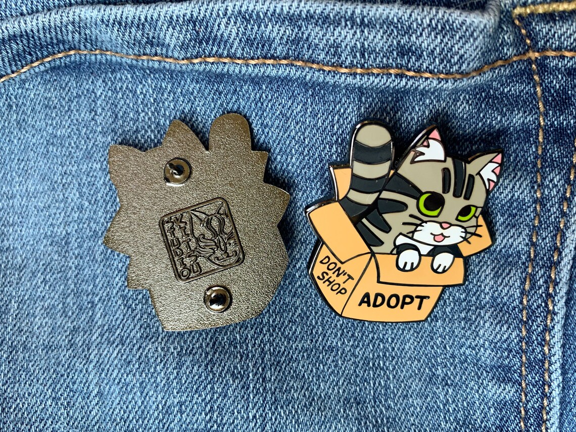 Gray Tabby Cat Enamel Pin - Etsy