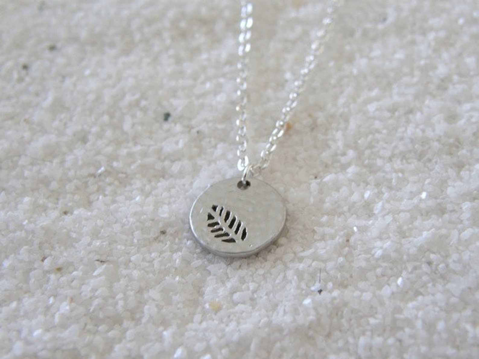 Silver Leaf Coin Pendant Necklace, Silver Fern Necklace, Coin Necklace ...