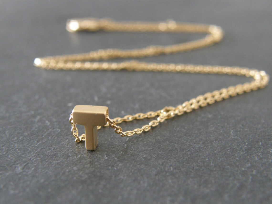 Gold Initial Letter T Necklace, Personalized Necklace, Wedding Jewelry ...