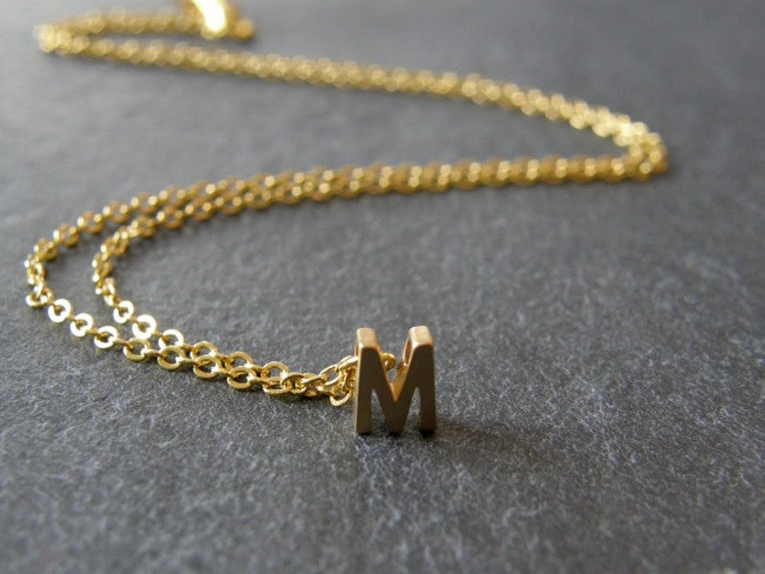 Initial Letter M Necklace, Matt Gold, Personalized Necklace, Simple ...
