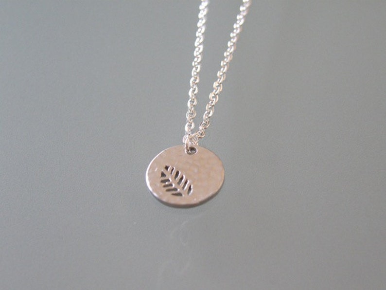 Silver Leaf Coin Pendant Necklace, Silver Fern Necklace, Coin Necklace ...
