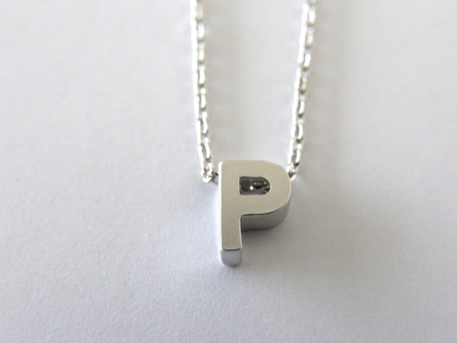 Silver Initial Letter P Necklace, Personalized Necklace, Initial ...