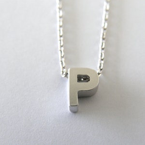 Silver Initial Letter P Necklace, Personalized Necklace, Initial ...
