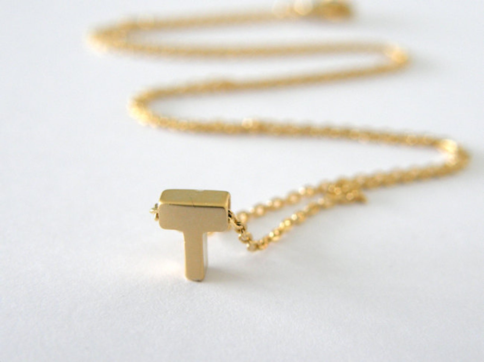 Gold Initial Letter T Necklace, Personalized Necklace, Wedding Jewelry ...
