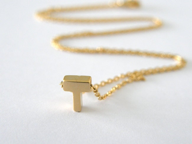 Gold Initial Letter T Necklace, Personalized Necklace, Wedding Jewelry ...