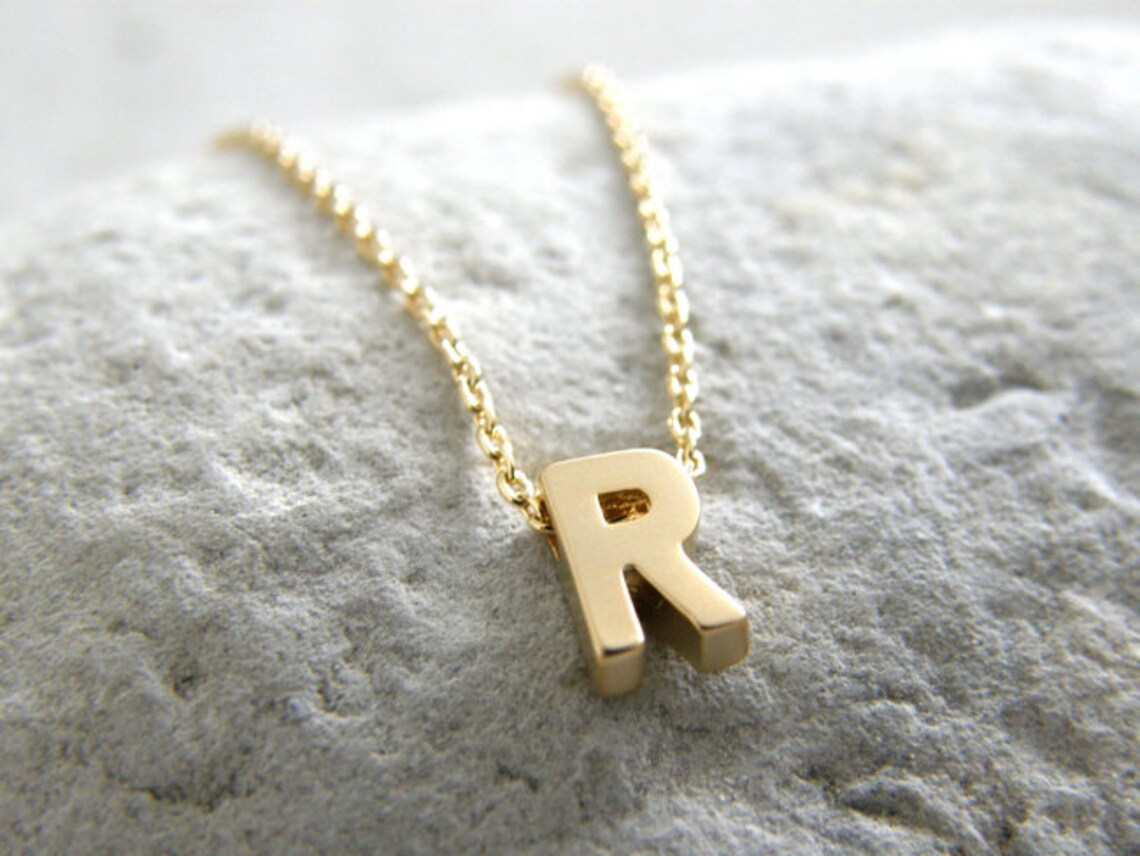Gold Initial Letter R Necklace Personalized Necklace Wedding - Etsy