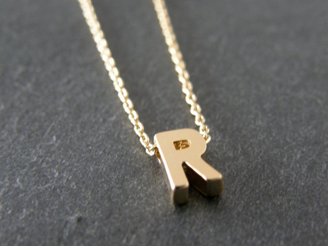 Gold Initial Letter R Necklace Personalized Necklace Wedding - Etsy